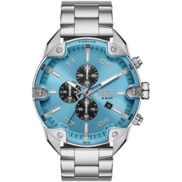 Diesel Kinder Chronograph "SPIKED", silber, Armbanduhren, Quarzuhr, Armbanduhr, Herrenuhr, Stoppfunktion, Edelstahlarmband