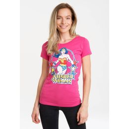 logoshirt Damen T-Shirt "Print DC Comics Wonder Woman Stars", pink, Gr. L, bedruckt, 100% Baumwolle, Shirts, mit lizenziertem Print