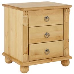 Nachtkommode Home Affaire, B:45cm H:50cm T:38cm, beige, Sideboards, "Tessin", aus massiver FSC-zertifizierter Kiefer, mit 3 Schubladen