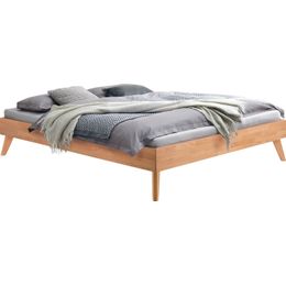 Holzbett Hasena, B:96cm H:41cm L:205cm, braun, Eiche massiv, Betten, "Calvari", mit einer Fu&szlig;h&ouml;he von 25 cm