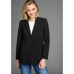 Laura Scott Damen Longblazer, schwarz, Gr. 46, gestreift, unifarben, Obermaterial: 94% Polyester, 6% Elasthan, Blazer, mit konstrastfarbigem