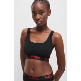 HUGO UNDERWEAR Damen Bralette-BH "BRALETTE SPORTY LOGO", Gr. L, schwarz, Jersey, Obermaterial: 93% Baumwolle, 7% Elasthan, unifarben, BHs, mit