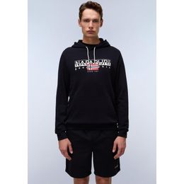 Napapijri Herren Hoodie, schwarz, Gr. S, unifarben, Sweatware, Obermaterial: 100% Baumwolle, Sweatshirts, Mit Rundhalsausschnitt