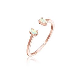 Elli Damen Fingerring "mit Opal Oval Offen Verstellbar 925 Silber", Resizable,mit Steinen, Silber 925 (Sterlingsilber), 1mm, rosa, Silber 925