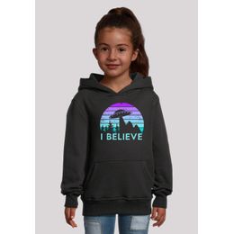 F4NT4STIC Kinder Kapuzenpullover "I BELIEVE UFO Alien Raumschiff Retro", schwarz, Gr. 110, Obermaterial: 65% Baumwolle, 35% Polyester, Pullover,