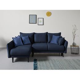 Ecksofa Inosign, B:240cm H:95cm T:170cm, blau, 100% Polyester, Wohnzimmer, Sofas, "Asra L-Form", incl. Bettfunktion und Bettkasten, Seitentasche im