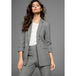 Laura Scott Damen Longblazer, grau, Gr. 36, meliert, Obermaterial: 98% Polyester, 2% Elasthan. Futter: 100% Polyester, Blazer, mit goldfarbenden