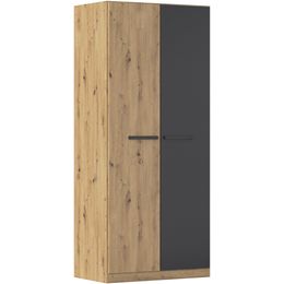 Drehtürenschrank Rauch, B:91cm H:210cm T:54cm, grau, Holzwerkstoff, Schränke, "Kleiderschrank Schrank Garderobe Garderobenschrank Stauraumwunder