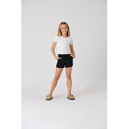KIDS Only Mädchen Shorts "KOGPOPTRASH EASY SHORTS NOOS", schwarz, Gr. 122, unifarben, Milano Rib, Obermaterial: 63% Viskose, 32% Nylon, 5% Elasthan,
