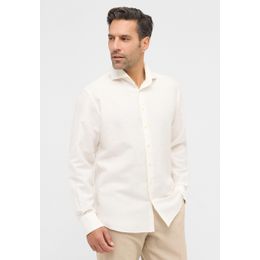 Eterna Herren Langarmhemd "MODERN FIT", beige, Gr. 44, Twill, 59% Baumwolle, 41% Leinen, Hemden, EASY IRON (bügelleicht)