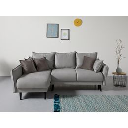 Ecksofa Inosign, B:240cm H:95cm T:170cm, grau, 100% Polyester, Wohnzimmer, Sofas, "Asra L-Form", incl. Bettfunktion und Bettkasten, Seitentasche im