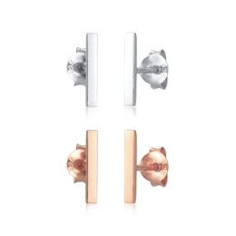 Elli Damen Ohrring-Set "Ohrstecker Stab 2er Set 925 Sterling Silber Bicolor", onesize, ohne Stein, Silber 925 (Sterlingsilber), rosa, Silber 925