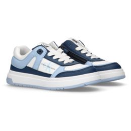 Mädchen Sneaker, Calvin Klein Jeans, Gr. 38, blau, Polyester, Synthetik, colorblocking, Schuhe, Retro Sneaker, Basket Sneaker im colorblocking Look