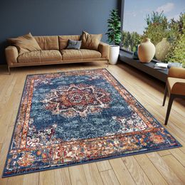 Teppich Hanse Home, B:120cm H:8mm L:170cm, blau, Jute, Polyester, Polypropylen (PP), Wohnzimmer, Teppiche, "Maderno", L&auml;ufer, Orientalisch, Kurzflor,