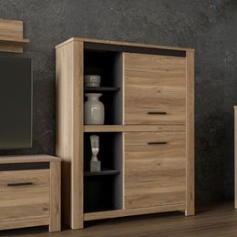 Highboard FORTE, B:111,7cm H:143cm T:42,2cm, braun, Dekorfolie, Spanplatte, Wohnzimmer, Sideboards, "San Cayetano"