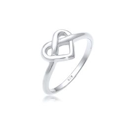 Elli Damen Fingerring "Brezel Herz 925 Sterling Silber vergoldet", 52mm, ohne Stein, Silber 925 (Sterlingsilber), 1,5mm, silber, Silber 925