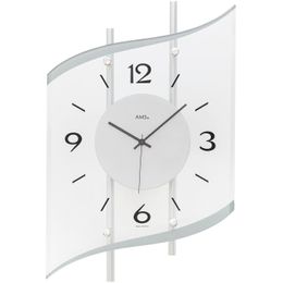 AMS Damen Funkwanduhr, B/H/L: 29cm x 7cm x 45cm, silber, Wanduhren, Exklusiv-Modell,Quarzuhr,Made in Germany,Wohnzimmer,Esszimmer,B&uuml;ro