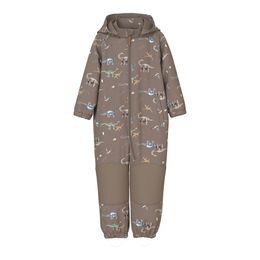 Overall name it "NMMALFA08 SOFTSHELL SUIT AOP 1FO NOOS", Jungen, Gr. 104, N-Gr, mountain, Softshell, Obermaterial: 94% Polyester, 6% Elasthan, bedruckt, casual, regular fit knöchellang, Langarm, Overalls, mit dekorativen und reflektierenden Details