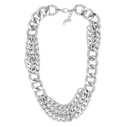 Damen Kette mit Anhänger "Edgy Glam", silber, Basic, Collezione Alessandro, Metall, Halsketten, elegant-rockige Gliederkette aus Metall