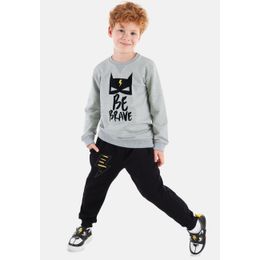 DENOKIDS Jungen Hausanzug "Be Brave", Gr. 104, grau, 65% Baumwolle;30% Polyester;5% Elasthan, bedruckt, Basic, Homewear-Sets, mit