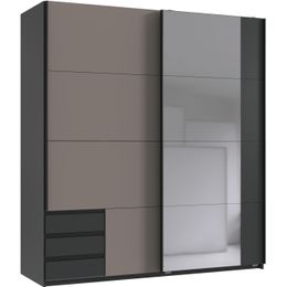 Schwebetürenschrank wimex, B:180cm H:198cm T:64cm, grau, Schränke, "Emden moderner Kleiderschrank mit Spiegel und Schubladen BESTSELLER",