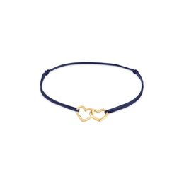 Elli Damen Armband "Herz Nylon Bändchen 925 Sterling Silber", 16cm, ohne Stein, Silber 925 (Sterlingsilber), gold, Silber 925 (Sterlingsilber),