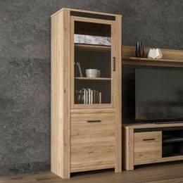 Highboard FORTE, B:77cm H:191,7cm T:42,2cm, braun, Dekorfolie, Spanplatte, Wohnzimmer, Sideboards, "San Cayetano"