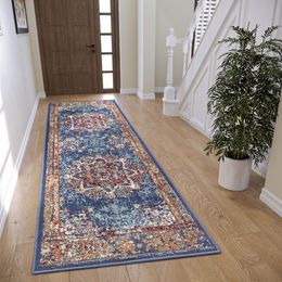 Teppich Hanse Home, B:80cm H:8mm L:240cm, blau, Jute, Polyester, Polypropylen (PP), Wohnzimmer, Teppiche, "Maderno", L&auml;ufer, Orientalisch, Kurzflor,