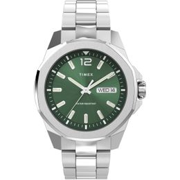 Timex Herren Quarzuhr "ESSEX", silber, Armbanduhren, Armbanduhr, Herrenuhr, Datum, Leuchtzeiger, Mineralglas, analog