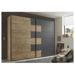 Schwebetürenschrank Schlafkontor "Linea", grau (bartex eiche, graphit), B:270cm H:211cm T:58cm, Spanplatte, Schränke