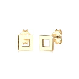 Elli Damen Paar Ohrstecker "Ohrstecker Quadrat 925 Sterling Silber", onesize, ohne Stein, Silber 925 (Sterlingsilber), gold, Silber 925
