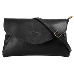 CLUTY Damen Abendtasche, schwarz, Leder, beschichtet, Taschen, echt Leder, Made in Italy