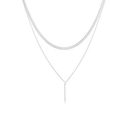 Elli Premium Damen Gliederkette "Halskette Layer 925 Sterling Silver", 40, ohne Stein, Silber 925 (Sterlingsilber), L: 40, silber, Silber 925