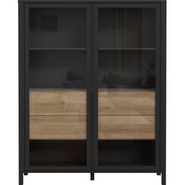Highboard FORTE, B:121,3cm H:152,3cm T:40,2cm, schwarz, Dekorfolie, FSC-zertifizierter Holzwerkstoff, Wohnzimmer, Sideboards, "High Rock", Breite ca.