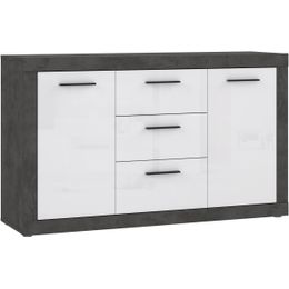 Sideboard FORTE, B:142,6cm H:85,3cm T:41,3cm, grau, Spanplatte, Wohnzimmer, Sideboards, "Blue Lake"