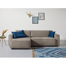 Ecksofa Inosign, B:282cm H:90cm T:153cm, grau, 100% Polyester, Wohnzimmer, Sofas, "Marva L-Form", incl. Bettfunktion und Bettkasten, Federkern