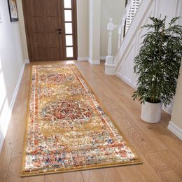 Teppich Hanse Home, B:80cm H:8mm L:240cm, gold, Jute, Polyester, Polypropylen (PP), Wohnzimmer, Teppiche, "Maderno", L&auml;ufer, Orientalisch, Kurzflor,