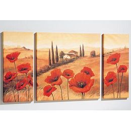 Wandbild Home Affaire "Toskana", rot, B:130cm H:70cm, Bilder, 3tlg., 1x 70/70 cm, 2x 30/70 cm