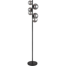 Globo LIGHTING LED Stehlampe "RIHA", schwarz (schwarz matt), 6 flammig, Ø 28,50cm H: 155,00cm,, Lampen, ON/OFF Trittschalter