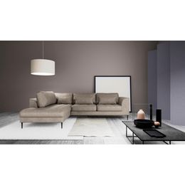 Ecksofa Trendmanufaktur "Luzi, wahlweise mit Schlaffunktion und Bettkasten, gem&uuml;tlich, L-Form", grau (cloud gray), Sofas, Damen, B/H/T: 264cm x 80cm x 203cm, Samtvelours, Ottomane links, ohne Schlaffunktion, ohne Bettkasten, 100% Polyester, Ecksofa, Designsofa mit Ottomane, Metallf&uuml;&szlig;e schwarz, Breite 264 cm, B:264cm H:80cm T:203cm