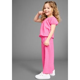 Shirt & Hose Kidsworld "Set: Carmen-Top + Hose", Mädchen, Gr. 104, pink, Obermaterial: 98% Polyester, 2% Elasthan, unifarben, modisch, KOB Set-Artikel, Shirt mit Raglanärmeln