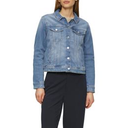 Jeansjacke s.Oliver, Damen, Gr. 36, mid blau used, Denim/Jeans, Obermaterial: 86% Baumwolle, 13% Polyester, 1% Elasthan, unifarben, casual, regular fit taillenbedeckt, Langarm Manschette, Jacken, mit Taschen