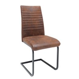 Riess Ambiente riess-ambiente Stuhl APARTMENT - antik braun mit Metallgestell Freischwinger Industrial