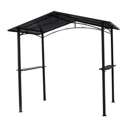 DEGAMO Grillpavillon TOULOUSE 2,5x1,6 Meter, Stahl dunkelgrau, Dach aus Metall