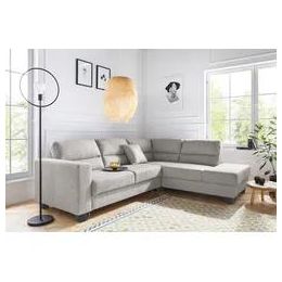 Ecksofa Trendmanufaktur "Chamber, zeitlos und modern, hoher Sitzkomfort, L-Form", grau (quiet grau), B:245cm H:85cm T:203cm, Sofas, Zehentrenner, wahlweise mit Schlaffunktion