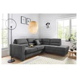 Ecksofa Trendmanufaktur "Chamber, zeitlos und modern, hoher Sitzkomfort, L-Form", grau (dunkelgrau), B:245cm H:85cm T:203cm, Sofas, Zehentrenner, wahlweise mit Schlaffunktion