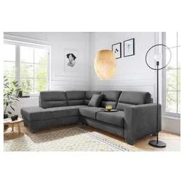 Ecksofa Trendmanufaktur "Chamber, zeitlos und modern, hoher Sitzkomfort, L-Form", grau (dunkelgrau), B:245cm H:85cm T:203cm, Sofas, Zehentrenner, wahlweise mit Schlaffunktion