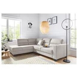 Ecksofa Trendmanufaktur "Chamber, zeitlos und modern, hoher Sitzkomfort, L-Form", grau (quiet grau), B:245cm H:85cm T:203cm, Sofas, Zehentrenner, wahlweise mit Schlaffunktion