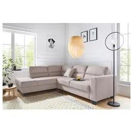 Ecksofa Trendmanufaktur "Chamber, zeitlos und modern, hoher Sitzkomfort, L-Form", grau (dunkelgrau), B:245cm H:85cm T:203cm, Sofas, Zehentrenner, wahlweise mit Schlaffunktion