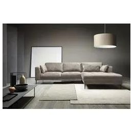 Ecksofa Trendmanufaktur "Luzi, wahlweise mit Schlaffunktion und Bettkasten bestellbar, L-Form", grau (cloud gray), B:280cm H:80cm T:168cm, 100% Polyester, Sofas, Designsofa mit tollem Sitzkomfort, Metallfüße schwarz, Breite 280 cm, Topseller